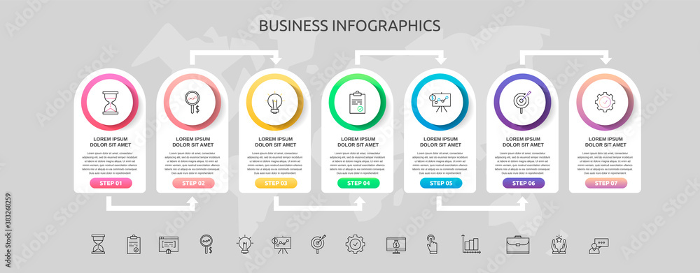 Vector infographic template circles for seven labels, diagram, graph ...