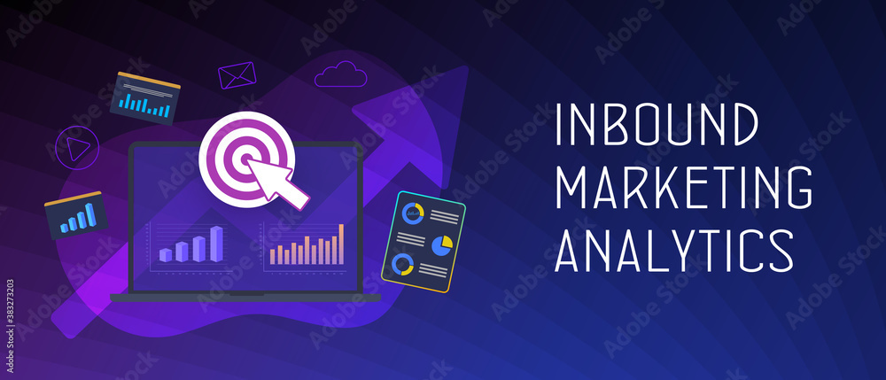 Inbound Marketing Analytics Concept. Advertisement Strategy with target ...