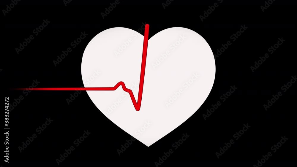 Heart rate impulse. Electrocardiogram red flatline cardiac impulse ...