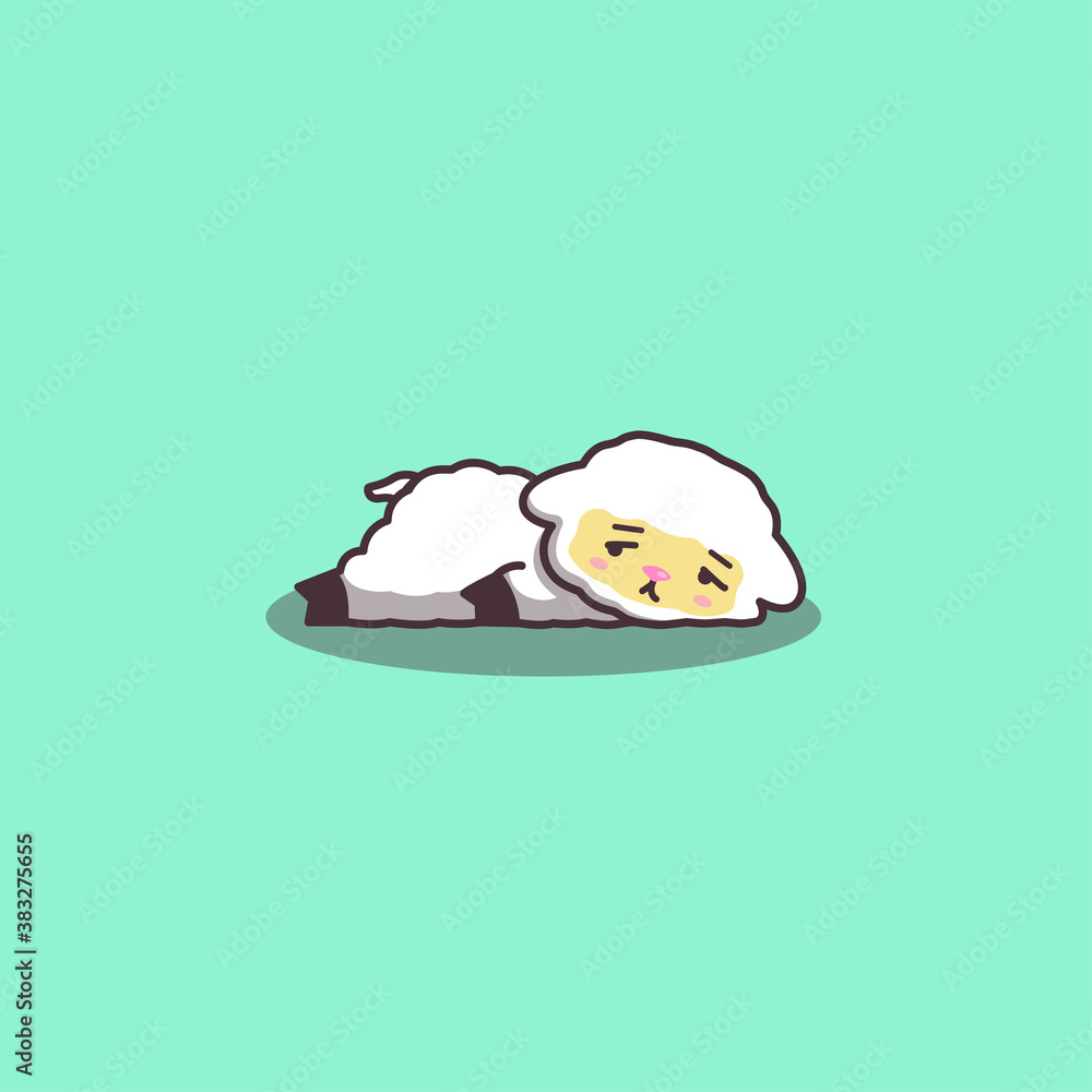 Cute Kawaii Hand Drawn Doodle Bored Lazy Sheep Stock Vector | Adobe Stock