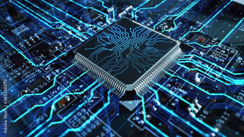 Advanced Technology Concept Visualization: Circuit Board CPU Processor ...