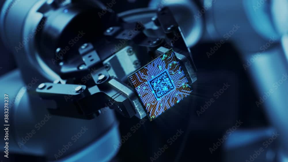 Futuristic Animation Concept: Modern Authentic Robot Arm Holding ...