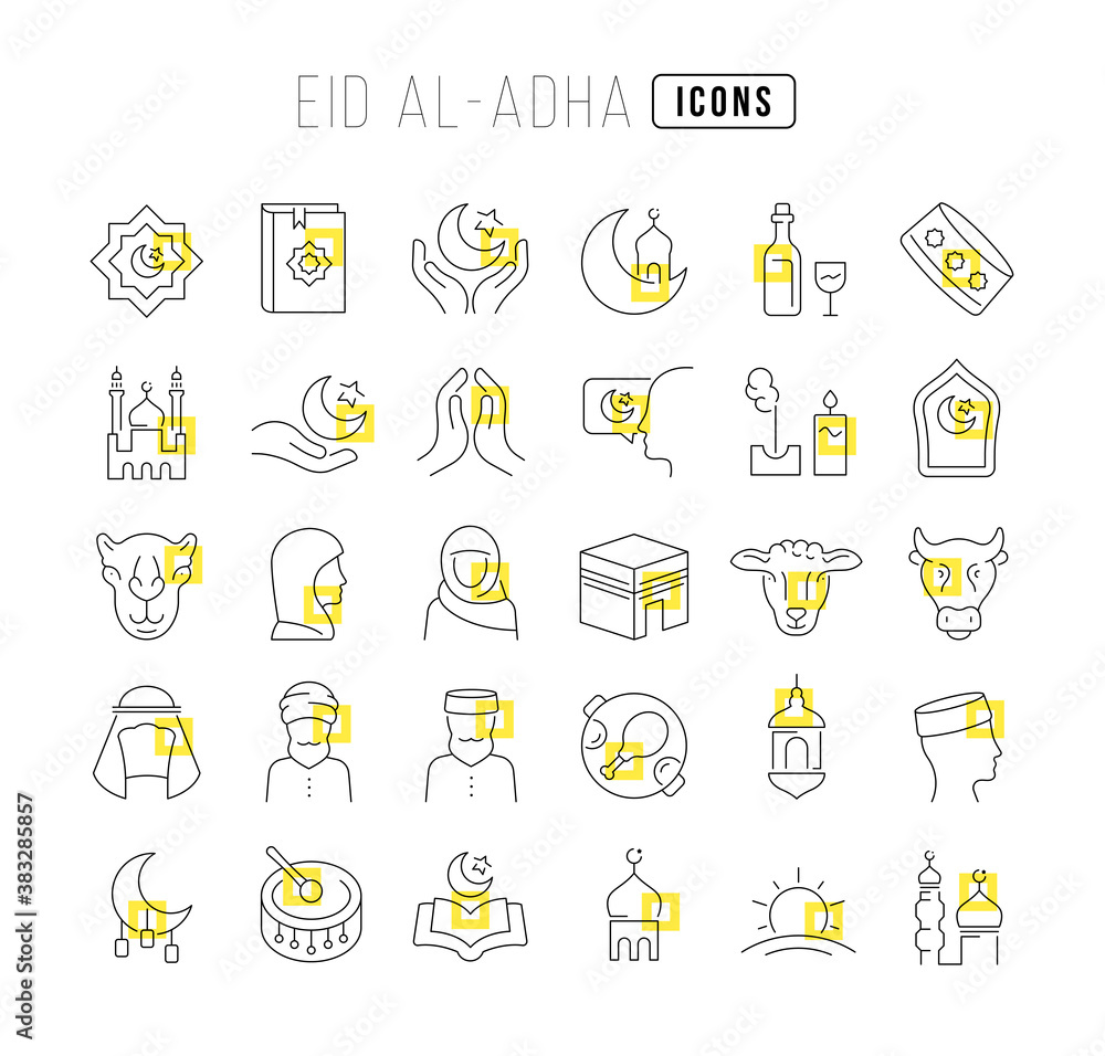 Vector Line Icons of Eid Al-Adha Stock Vector | Adobe Stock