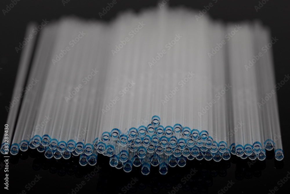 Hematocrit Capillary Tube. Medical capillary glass tubes on black ...