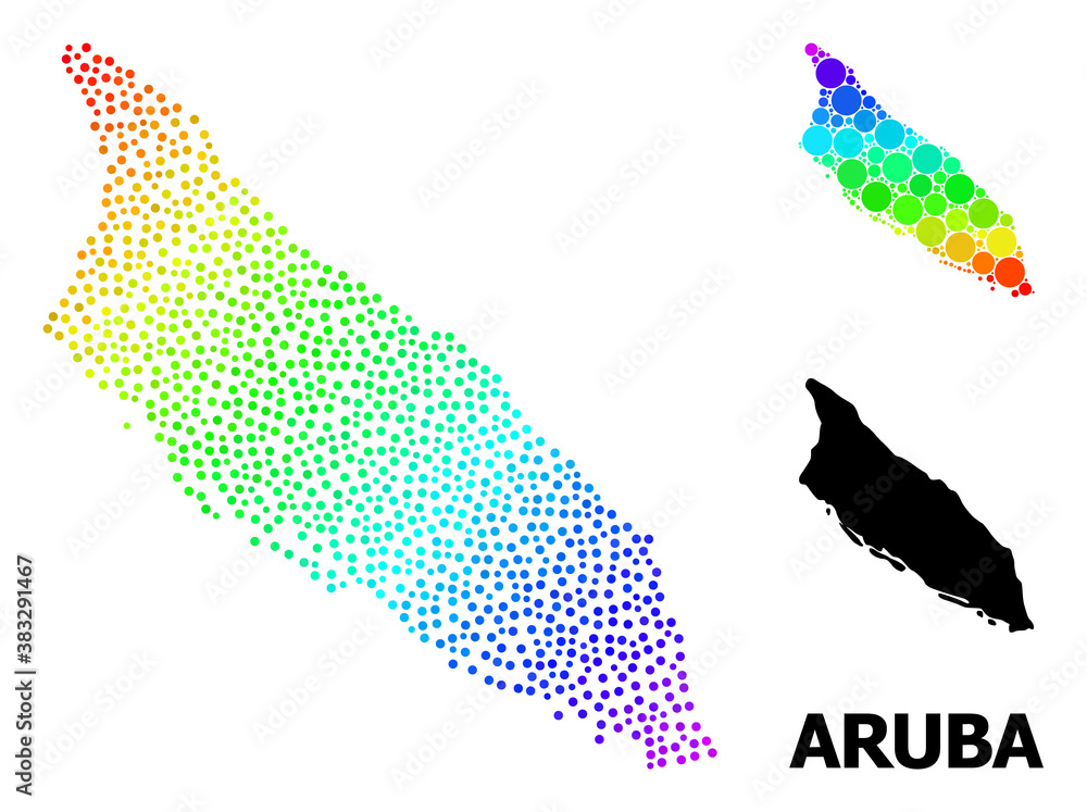 Carcass polygonal and solid map of Aruba Island. Vector model is ...