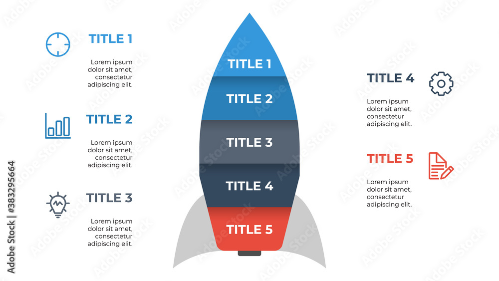 infographic element layout template with rocket concept design, 5 ...