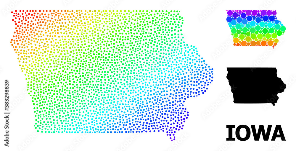 Dot bright spectral, and monochrome map of Iowa State, and black tag ...