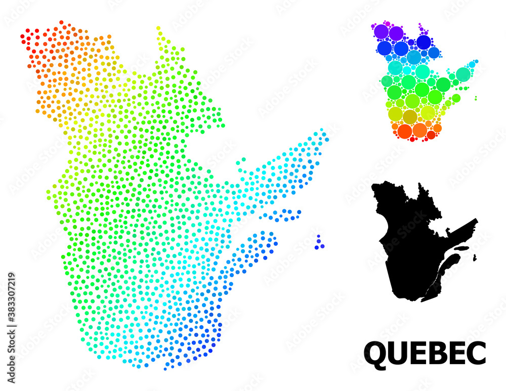 Pixel spectral, and solid map of Quebec Province, and black title ...