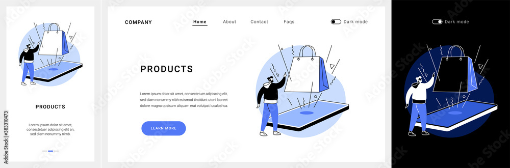 Product website UI kit. About product, information page, web ...