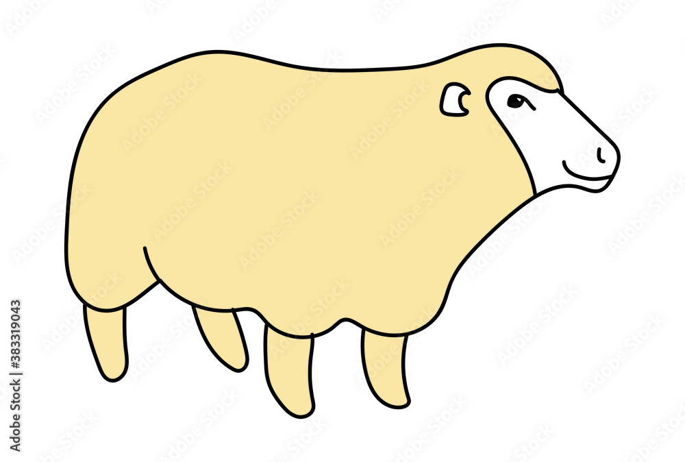Cute merino sheep cartoon vector illustration isolated on white ...