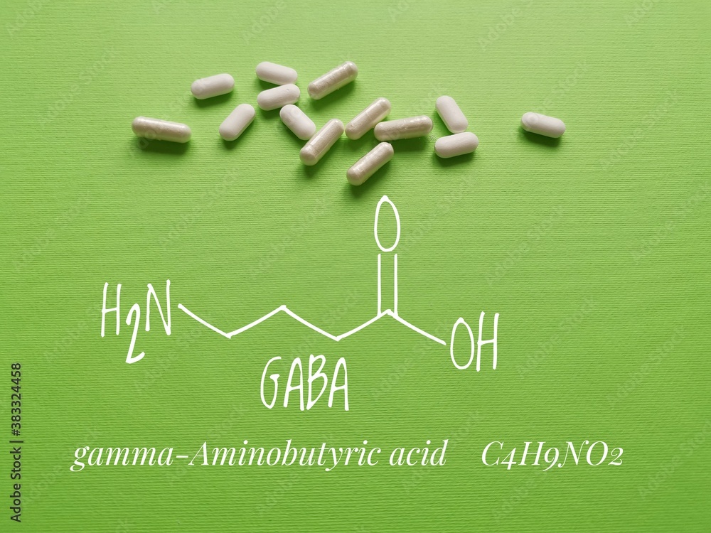 Structural chemical formula of gamma-aminobutyric acid (or GABA ...