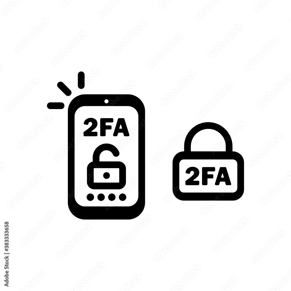 2fa Line Icon In Black Two Factor Authentication Icon Security