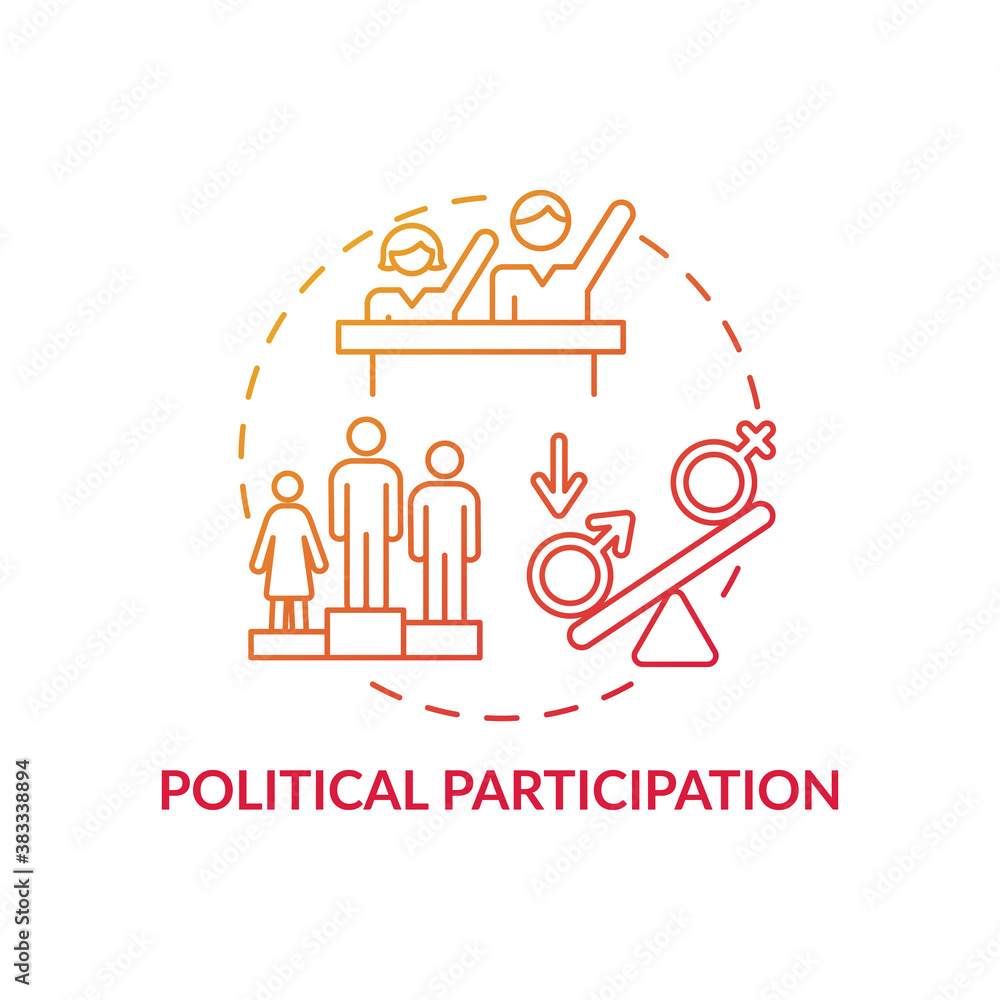 Political participation concept icon. Gender gap criterias. Changing ...