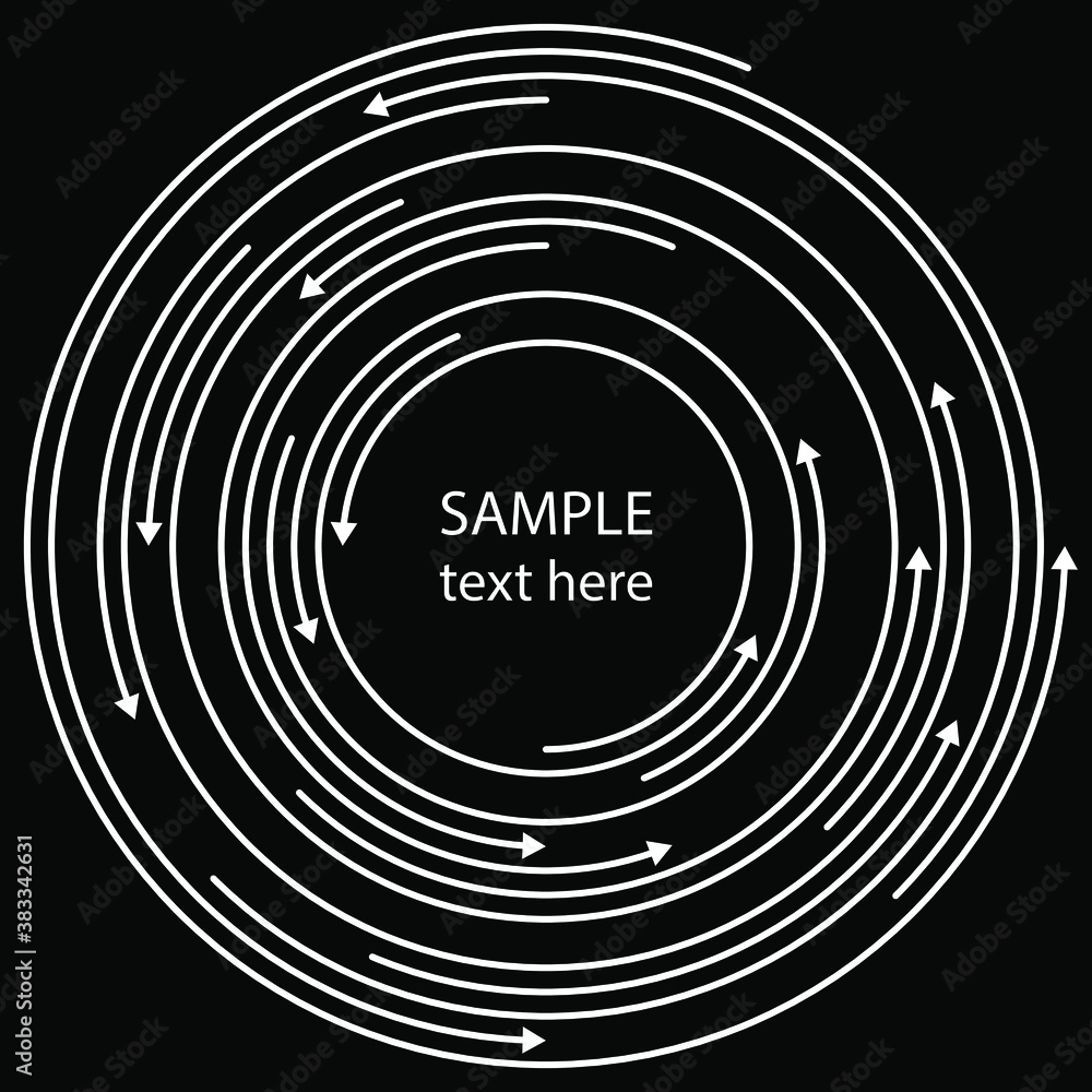 White concentric circulating stripes with arrow head. Vector ...