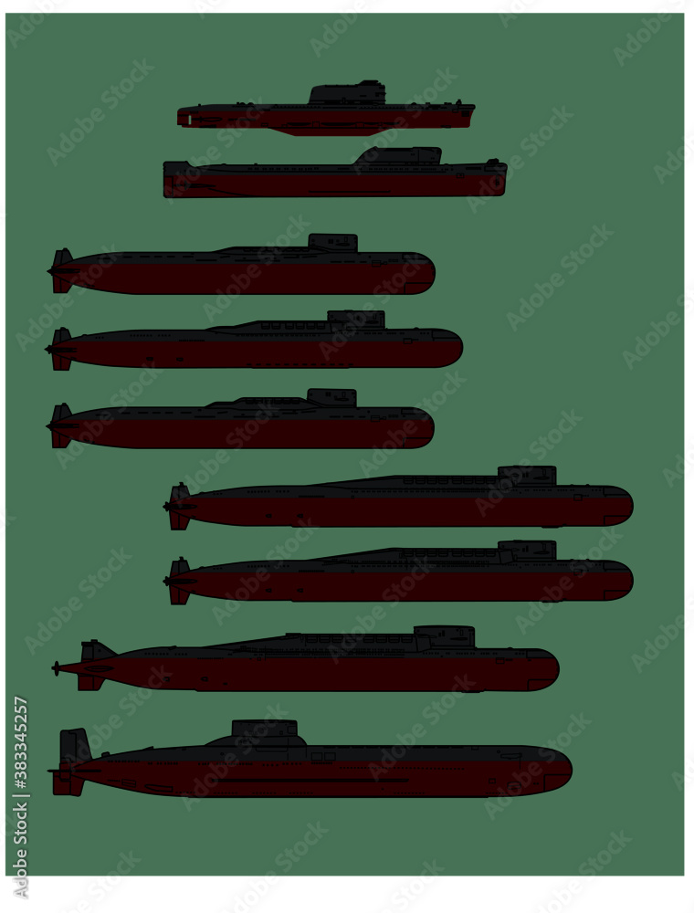 Soviet cold war navy. Ballistic missile submarines. Vector image for ...