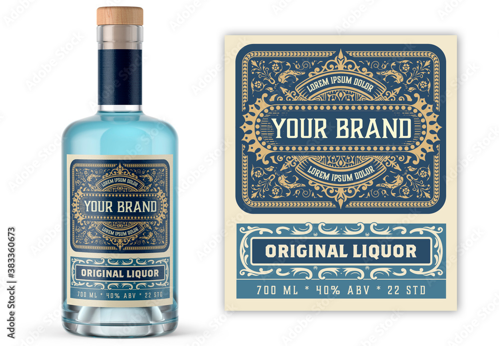 Vintage Liquor Label Packaging Layout Stock Template | Adobe Stock