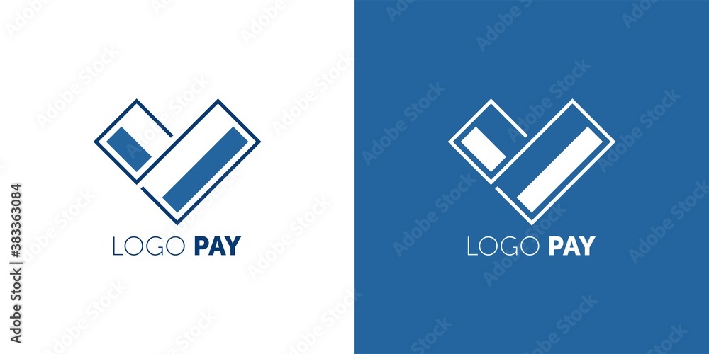 Check payment logo - credit card or wallet and red checkmark or tick ...