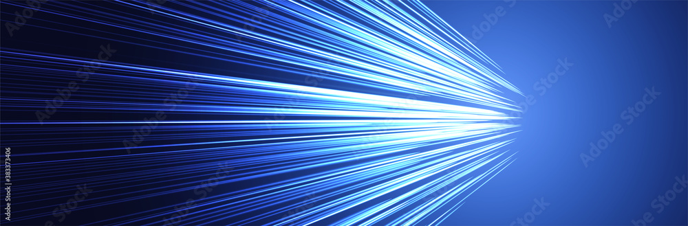 Abstract Blue wallpaper. Fast light beams on dark background. Modern ...