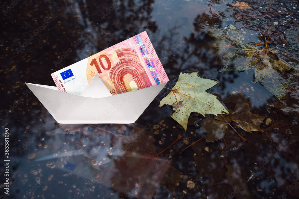 paper ship - paper boat carries euro money Stock Photo | Adobe Stock