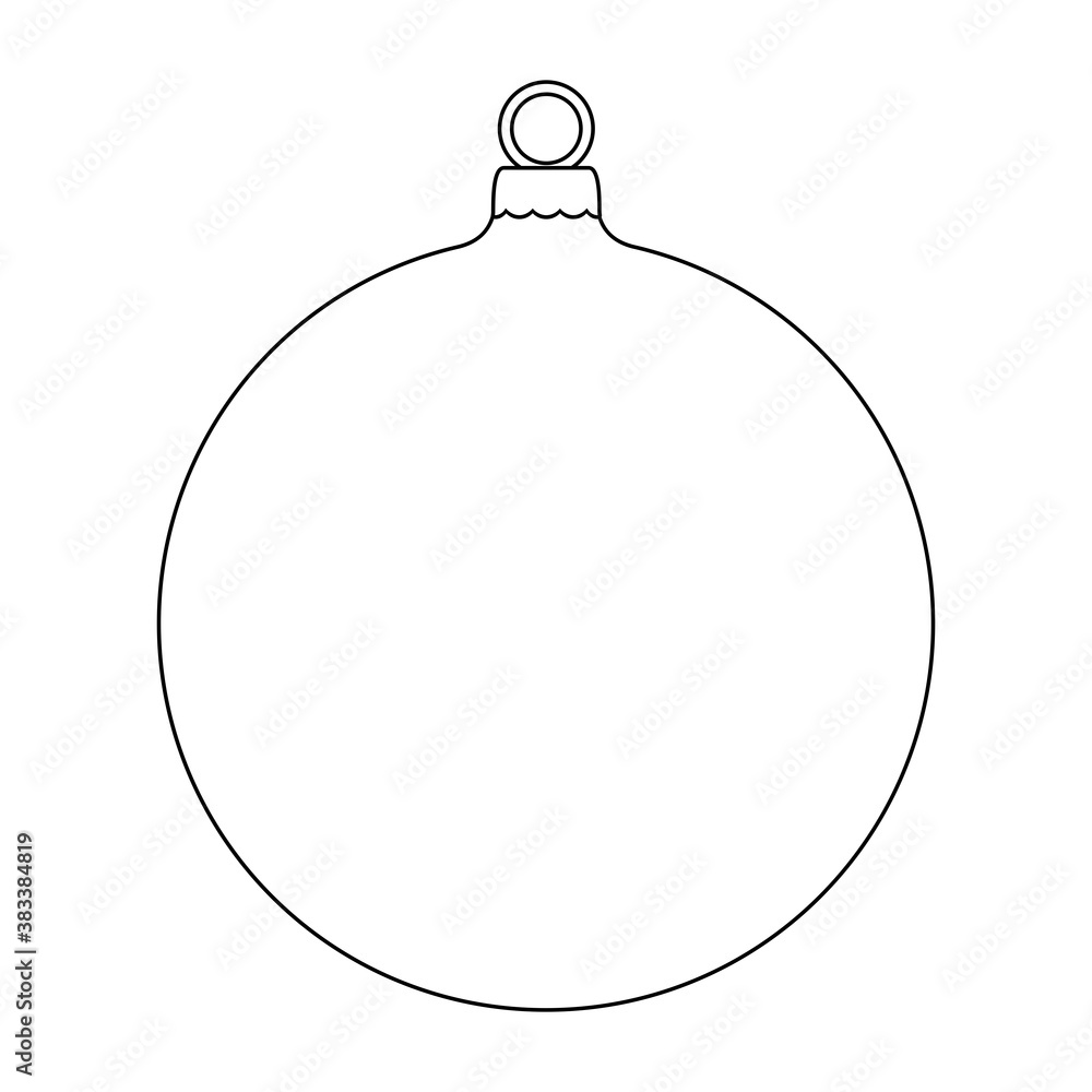 Christmas ball line icon. Outline vector illustration isolated on white ...