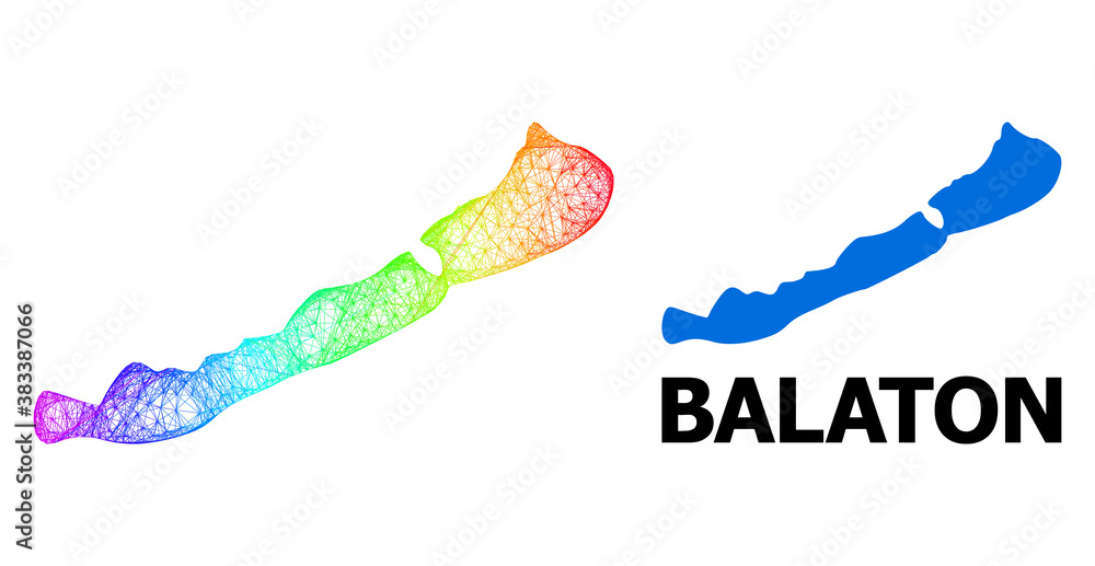 Wire frame and solid map of Balaton Lake. Vector structure is created ...