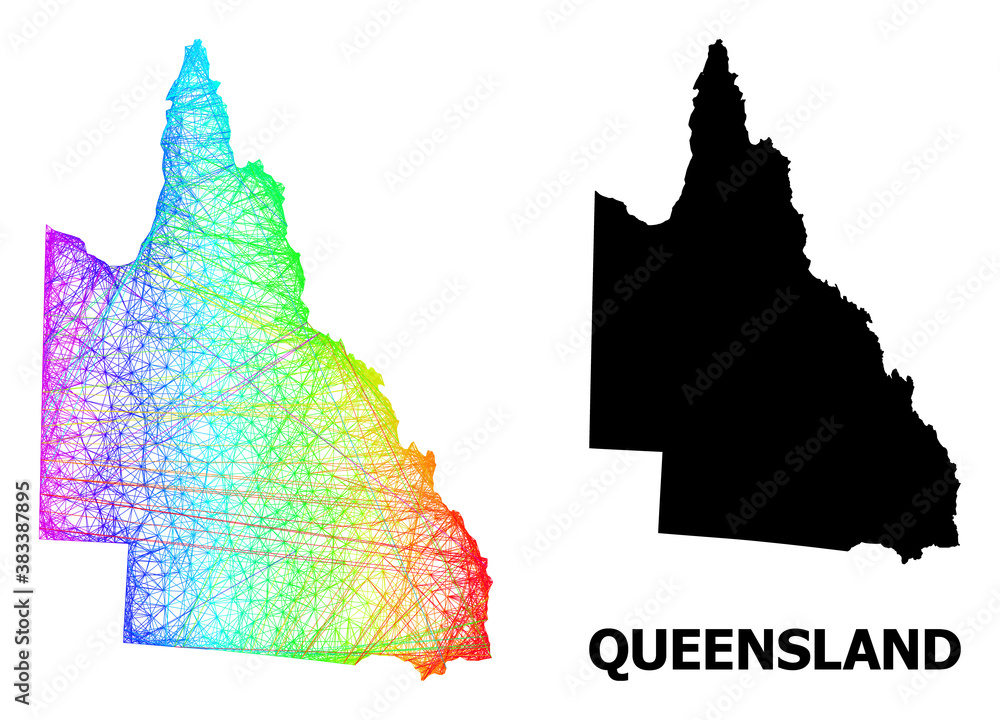 Network and solid map of Australian Queensland. Vector model is created ...