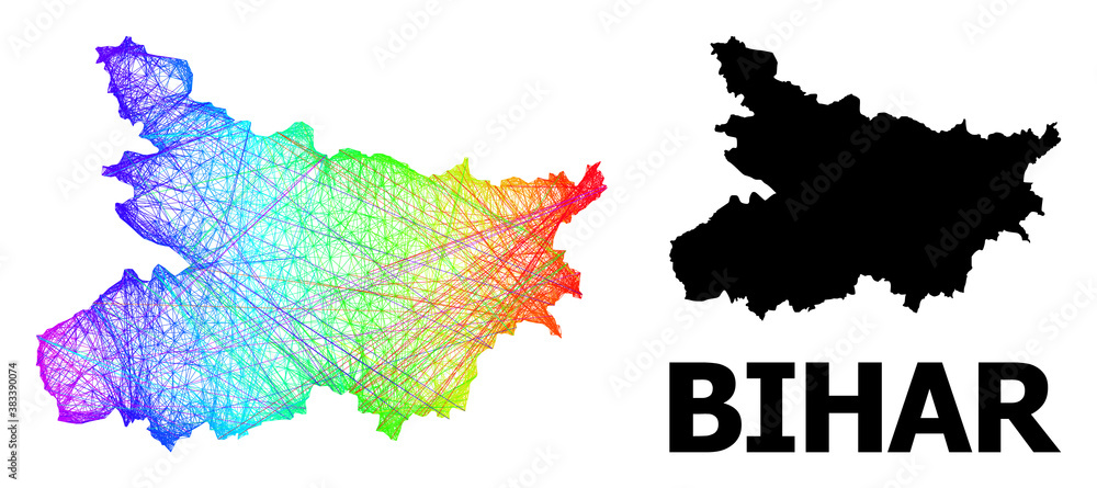 Vettoriale Stock Wire frame and solid map of Bihar State. Vector ...