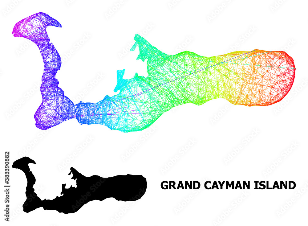 Vecteur Stock Wire frame and solid map of Grand Cayman Island. Vector ...