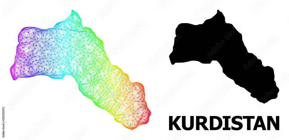 Network and solid map of Kurdistan. Vector model is created from map of ...