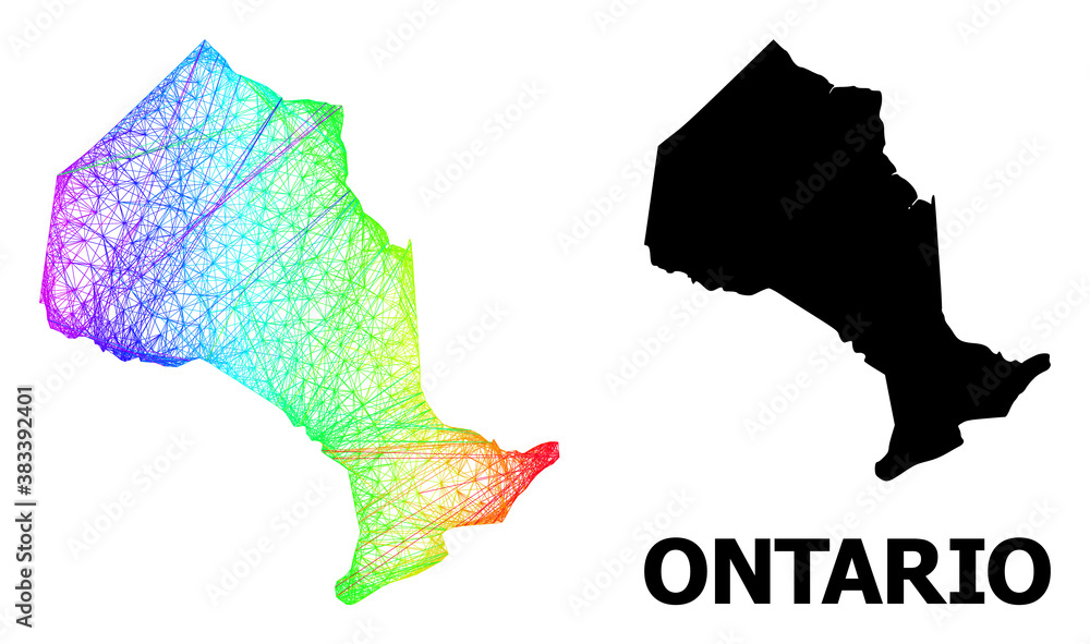Network and solid map of Ontario Province. Vector model is created from ...