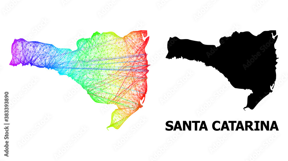 Vetor de Wire frame and solid map of Santa Catarina State. Vector model ...