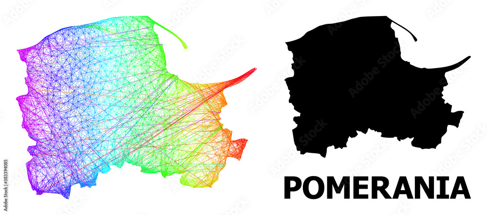 Wire frame and solid map of Pomerania Province. Vector structure is ...