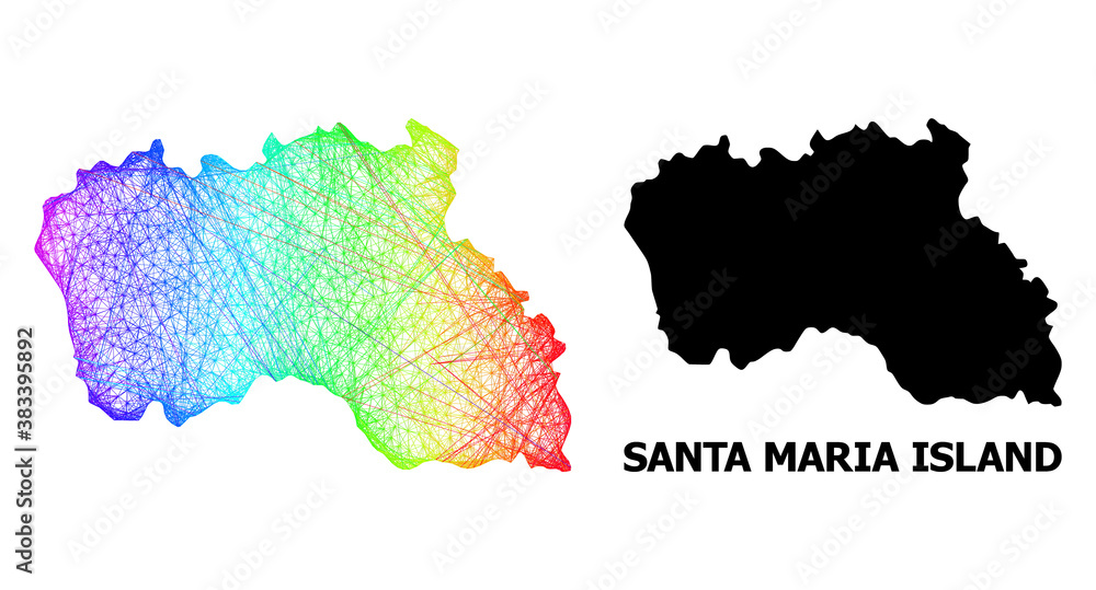 Wire frame and solid map of Santa Maria Island. Vector structure is ...