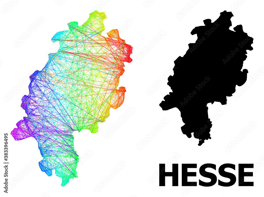 Wire frame and solid map of Hesse State. Vector model is created from ...