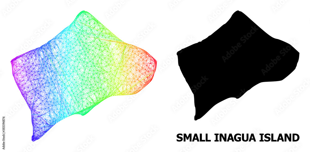 Net and solid map of Small Inagua Island. Vector structure is created ...