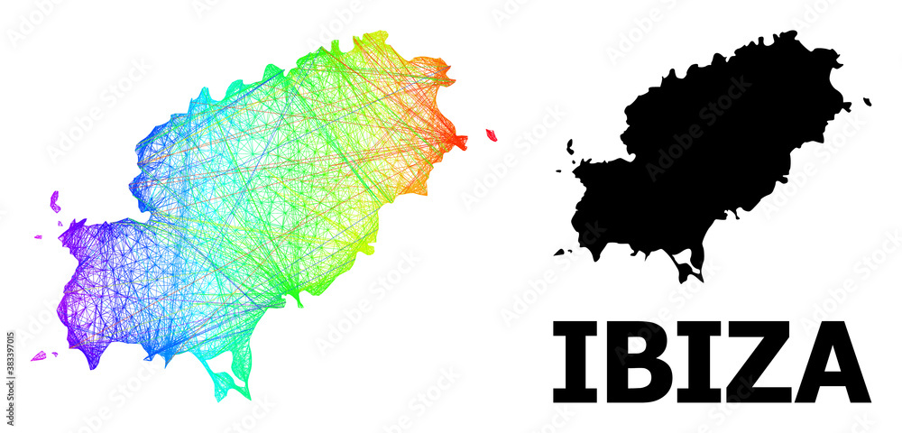 Stockvector Net and solid map of Ibiza Island. Vector structure is ...
