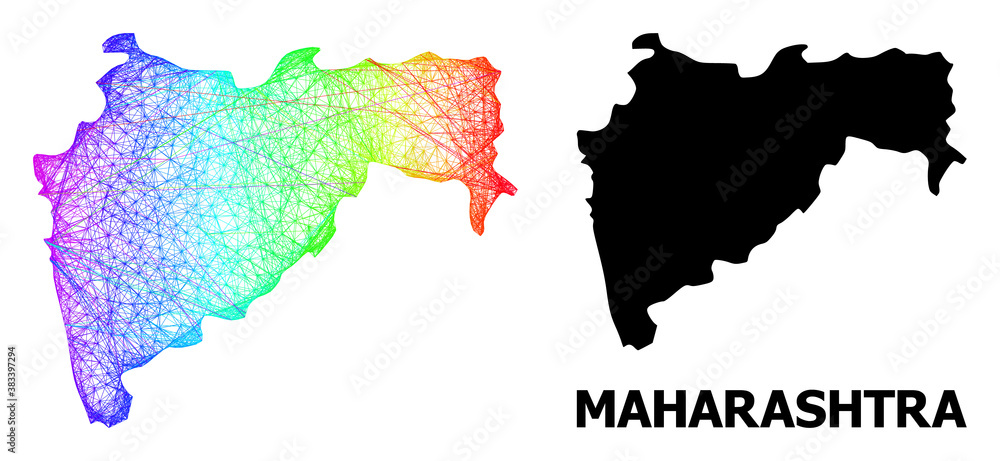 Network and solid map of Maharashtra State. Vector structure is created ...