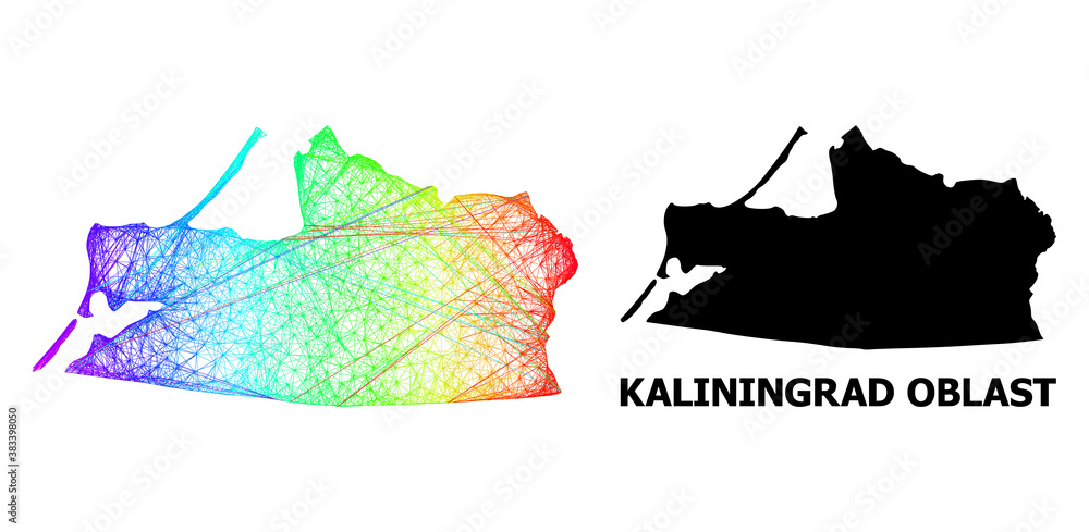 Wire frame and solid map of Kaliningrad Region. Vector model is created ...