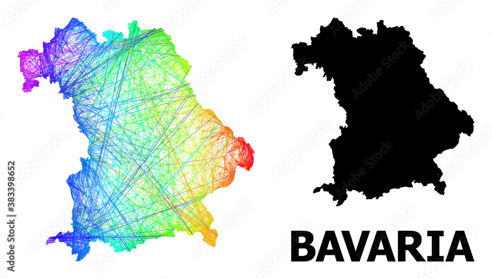 Vektorová grafika „Wire frame and solid map of Bavaria State. Vector ...