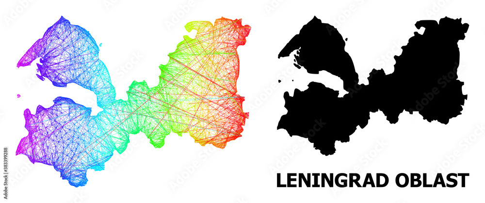 Network and solid map of Leningrad Region. Vector structure is created ...