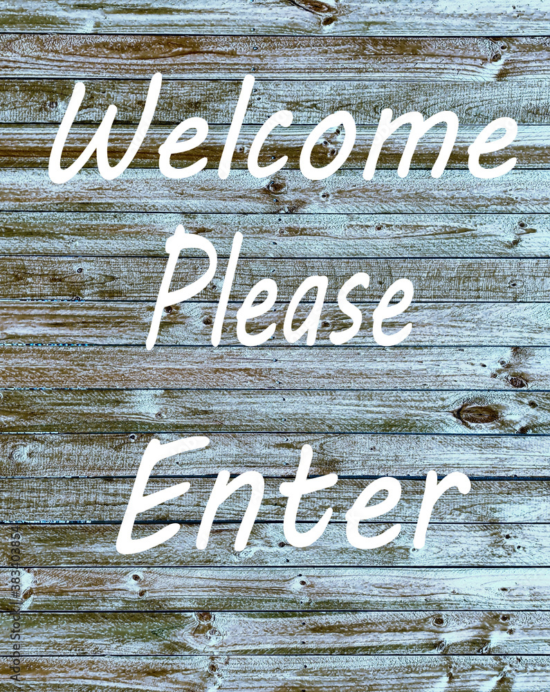 Welcome sign on blue background Stock Illustration | Adobe Stock