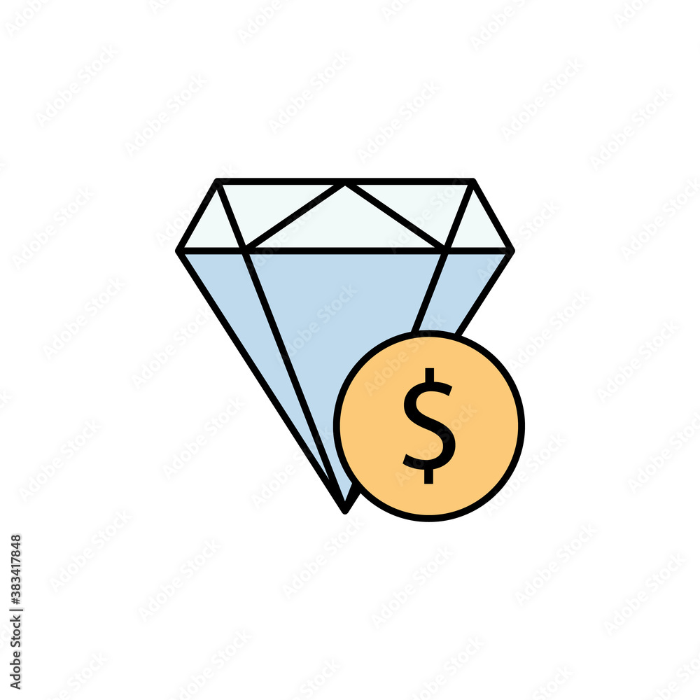 diamond, dollar colored icon. Element of finance illustration. Signs ...