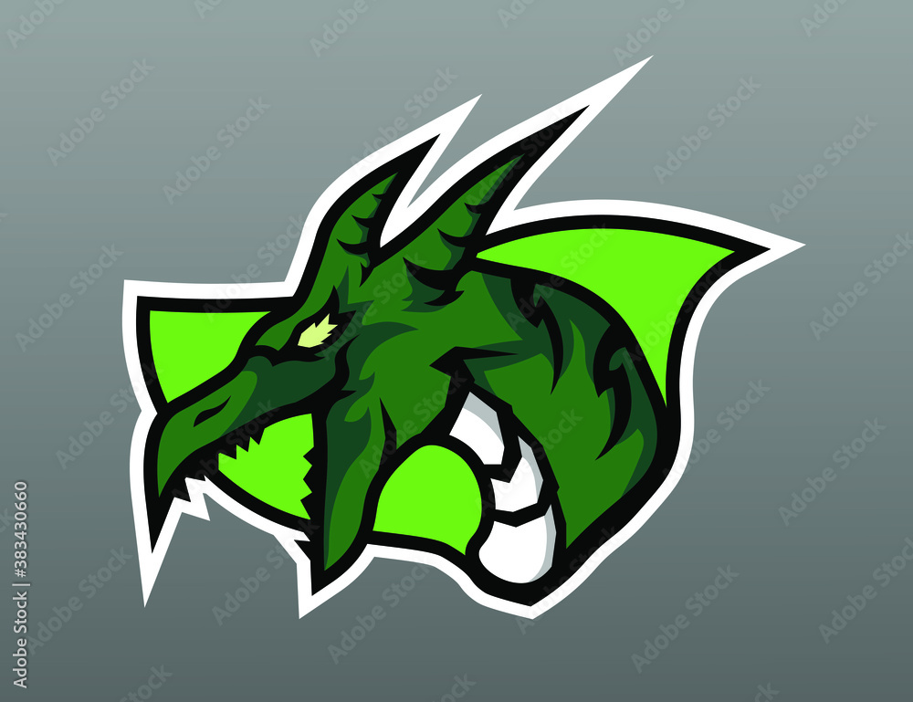 Vetor de This evil green dragon is a high-resolution logo mascot. With ...