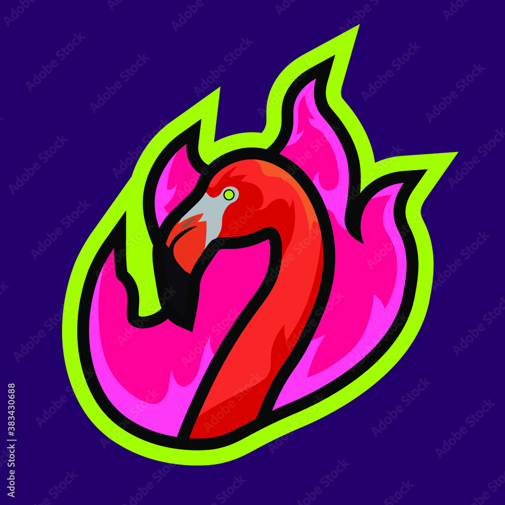 Vetor de This pink flamingo face is a high-resolution logo mascot. With ...