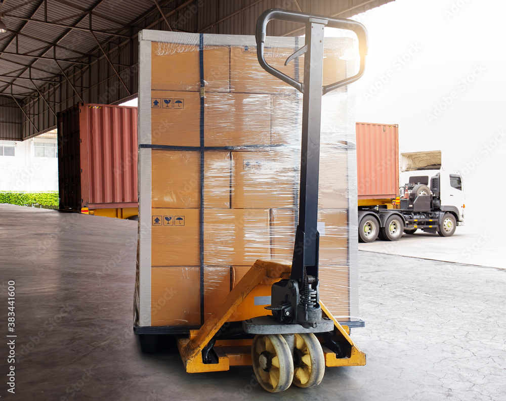 Cargo pallet shipment, Freight truck, Delivery service. Large cargo ...