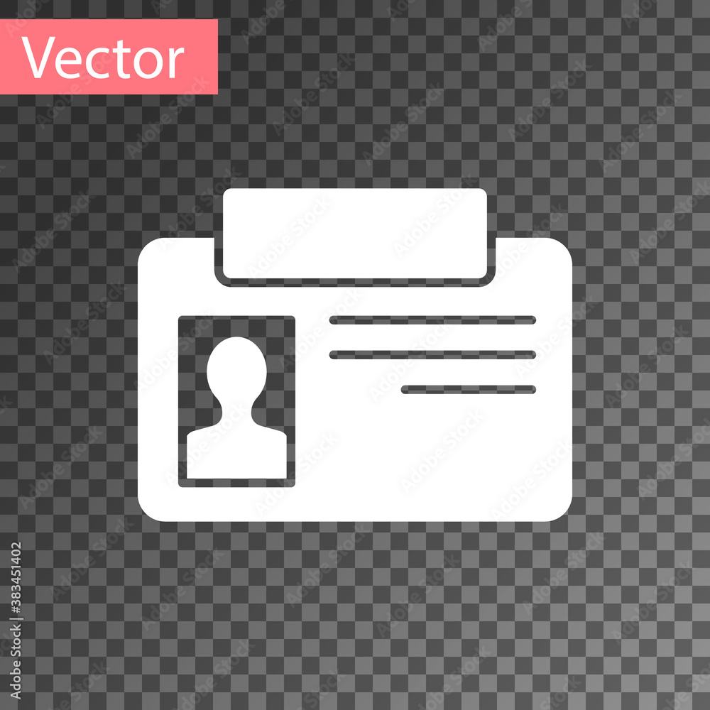 White Identification badge icon isolated on transparent background. It ...