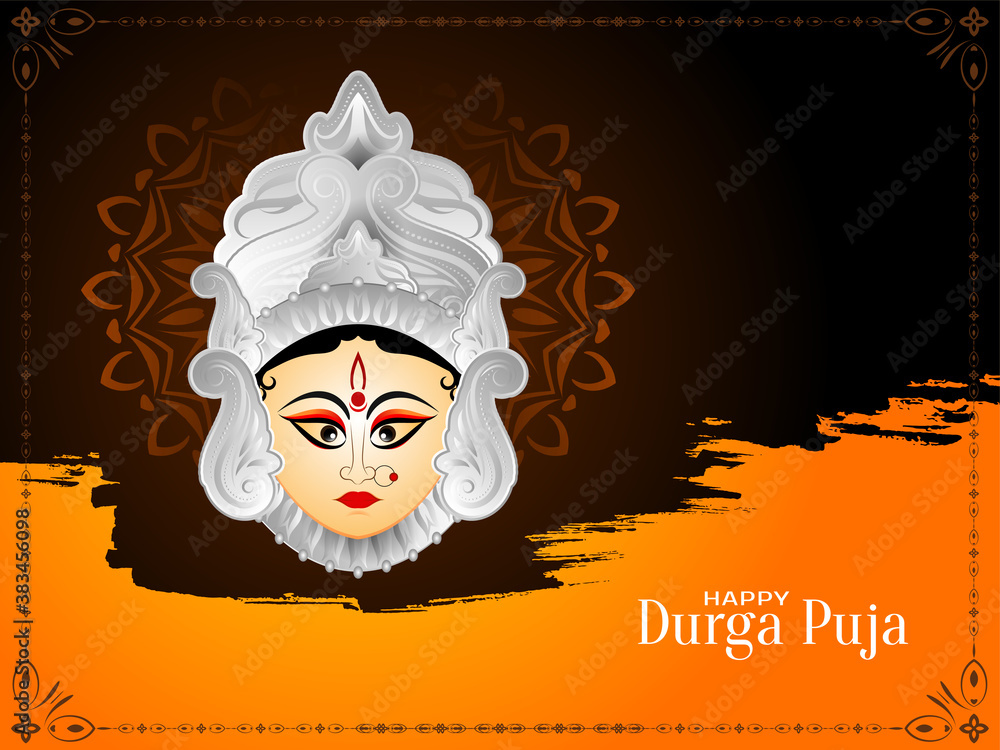 Durga puja festival background with beautiful devi face Stock Vector ...