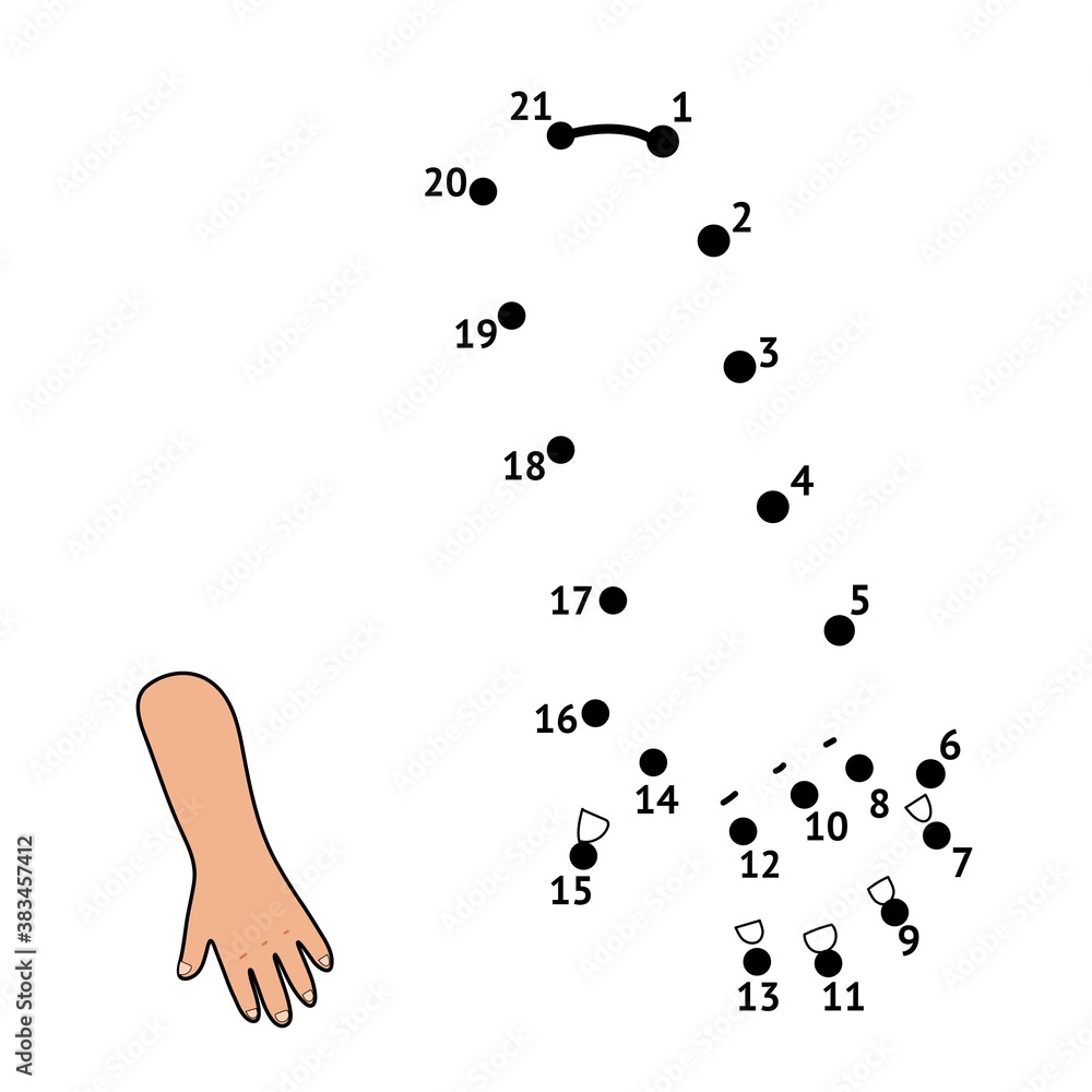 Dot to dot game for kids. Connect the dots and draw a hand Stock Vector ...