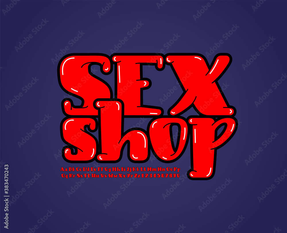 Sexy Rounded Font Trendy Beautiful Alphabet In The Erotic Style Modern Red Letters And Numbers
