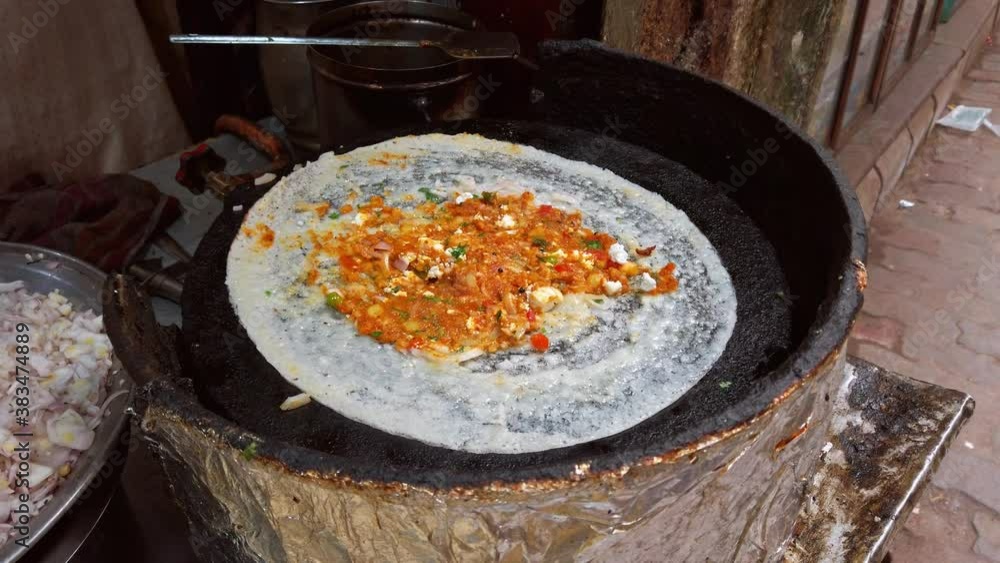 Varanasi, India. Cooking of traditional indian dish Masala Dosa. Stock ...